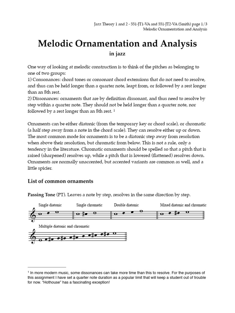 10 Melodic Ornaments Analysis | PDF | Pitch (Music) | Music Theory
