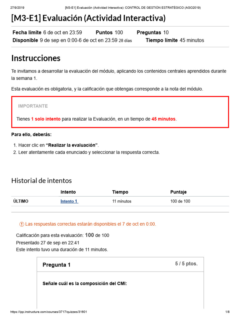 [M3-E1] Evaluación (Actividad Interactiva)_ CONTROL DE GESTIÓN ESTRATÉGICO (AGO2019)giselle ...