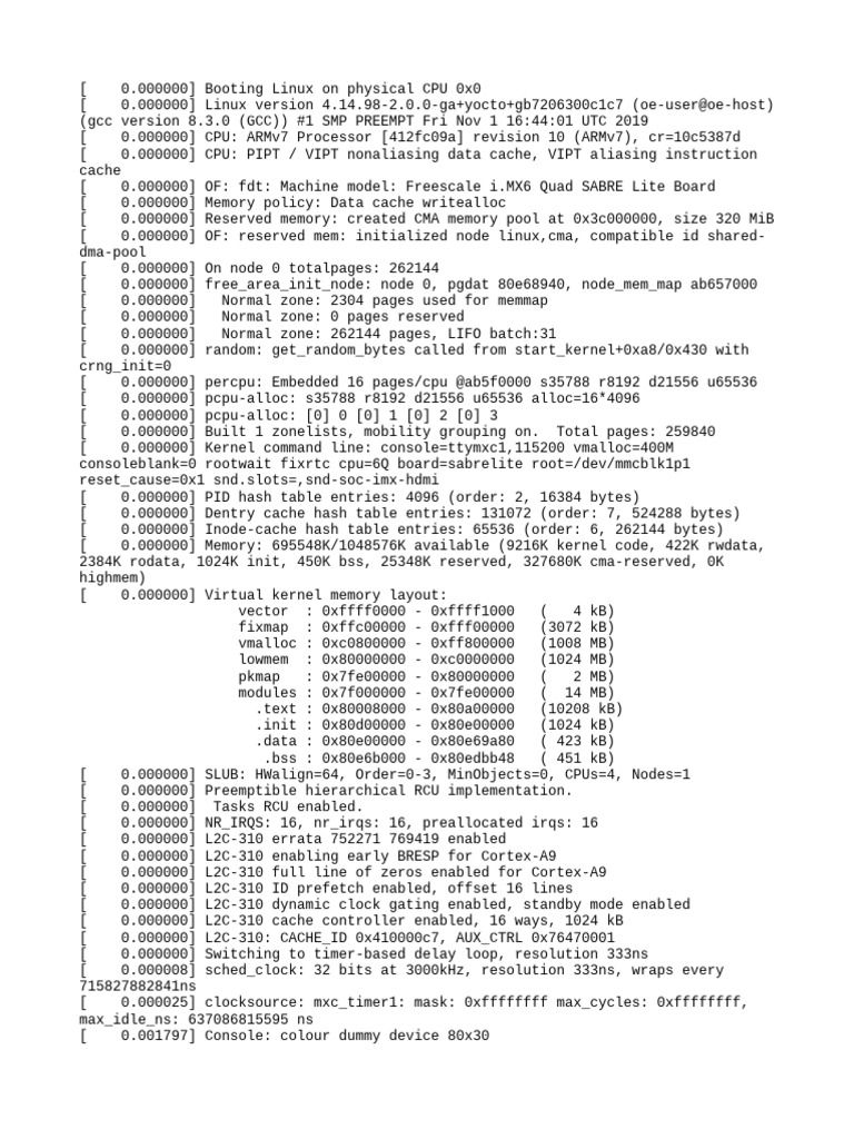 Imx6 - Boot Boot Log | PDF | Cpu Cache | Central Processing Unit