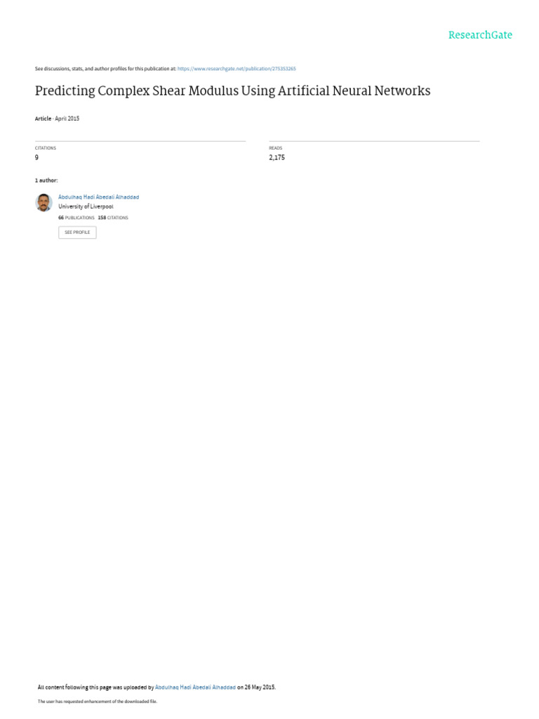 Predicting Complex Shear Modulus Using Artificial Neural Networks | PDF ...