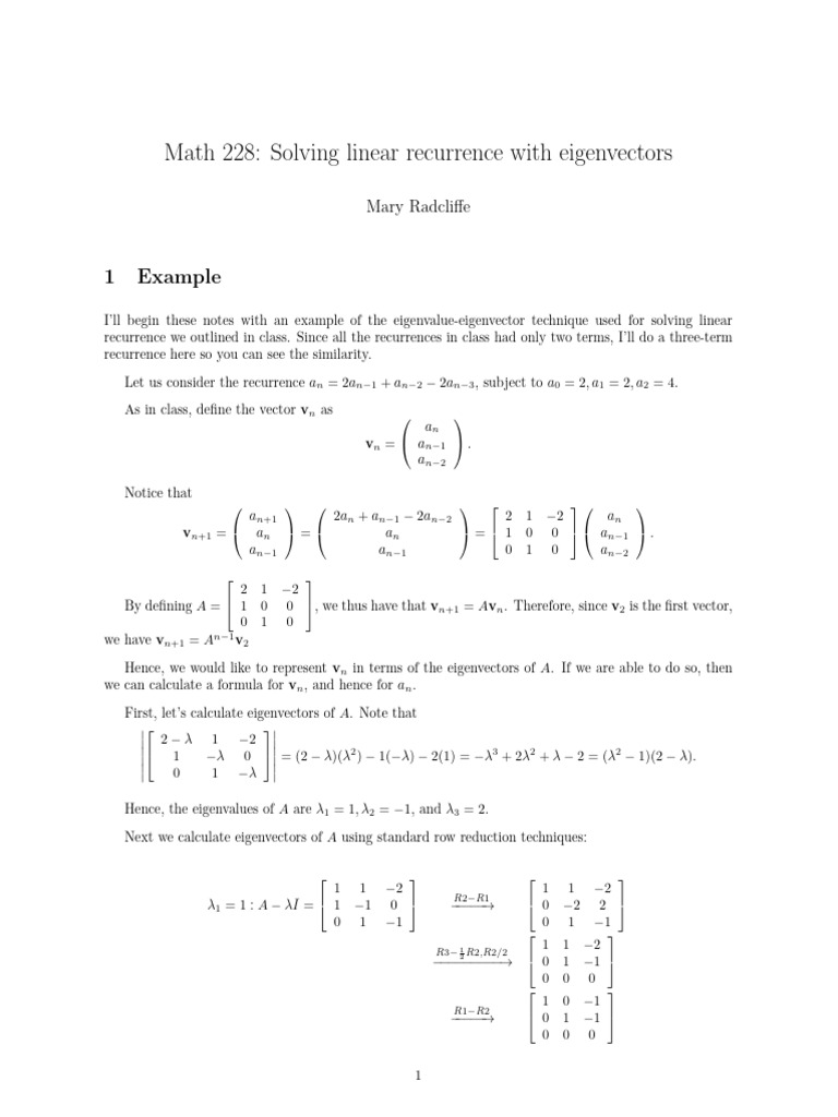 Recurrences | PDF | Eigenvalues And Eigenvectors | Recurrence Relation
