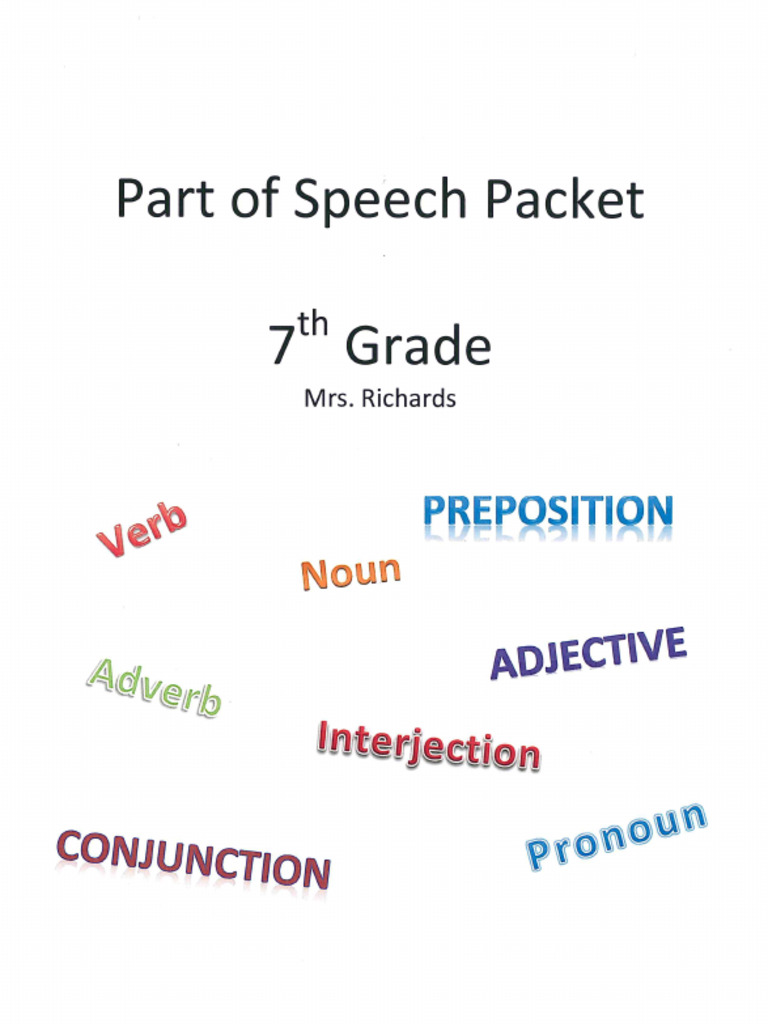 7th Grade Part of Speech Packet | PDF