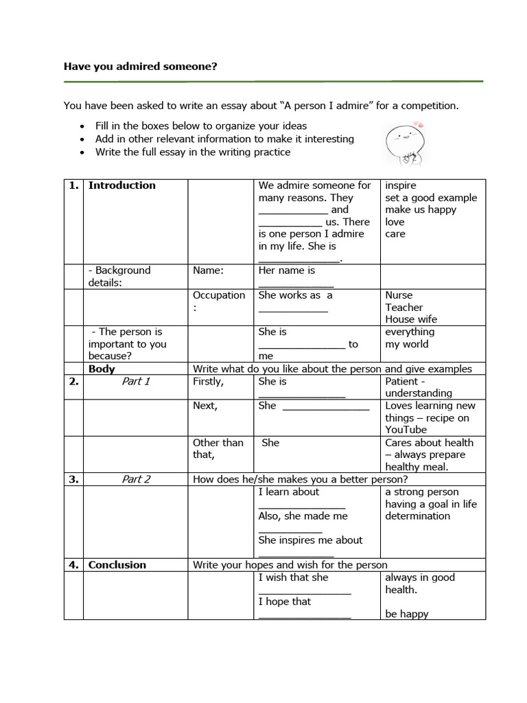 A Person I Admire - Descriptive Writing | PDF | Essays | Reason