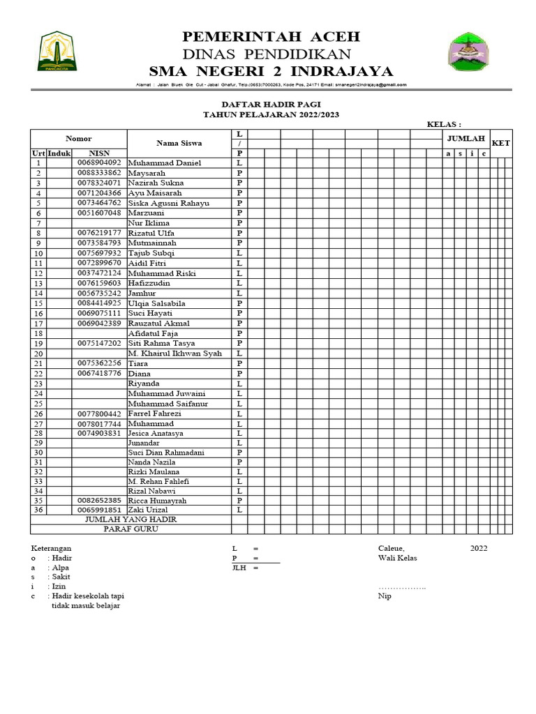 Absen 2023 Dan 2024 | PDF