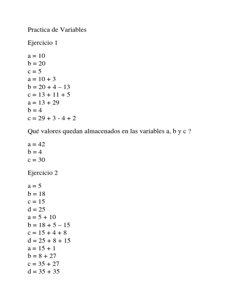 Practica de Variables | PDF
