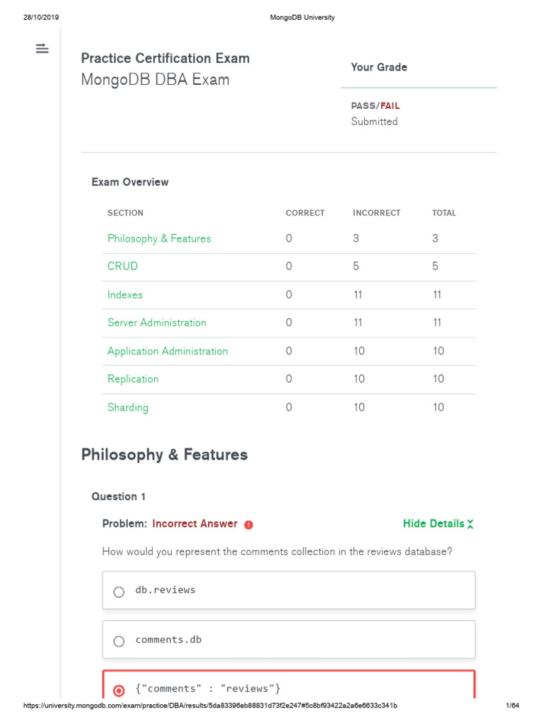 Mongodb University Preexamdba Pdf Mongo Db Information Retrieval