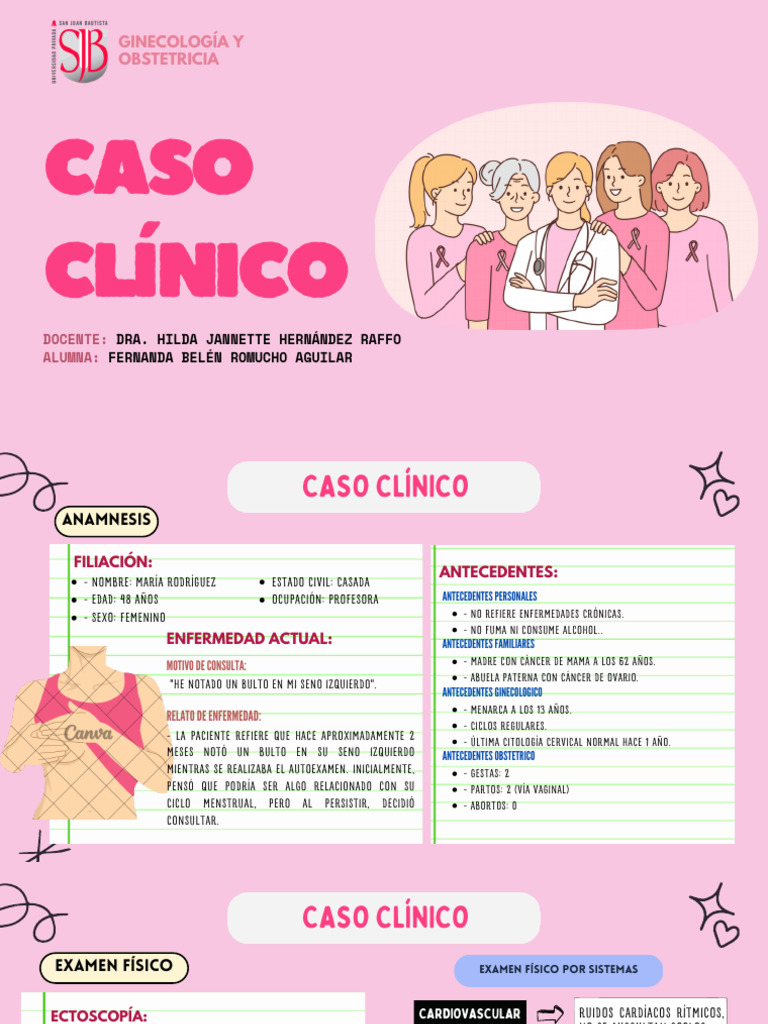 CASO CLÍNICO CANCER DE MAMA | PDF | Cáncer de mama | Neoplasias