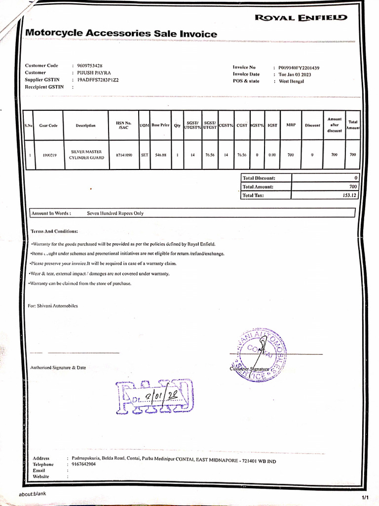 Accessories Invoice | PDF