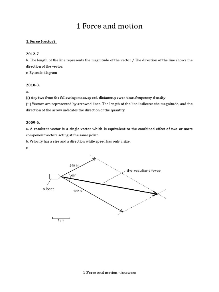 Ans 01 Forces and Motion | PDF | Force | Weight