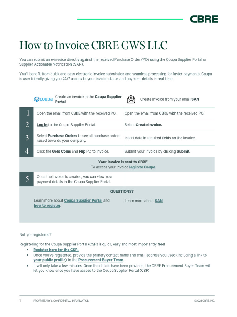 Invoicing Instructions for CBRE GWS LLC | PDF | Invoice | Accounts Payable