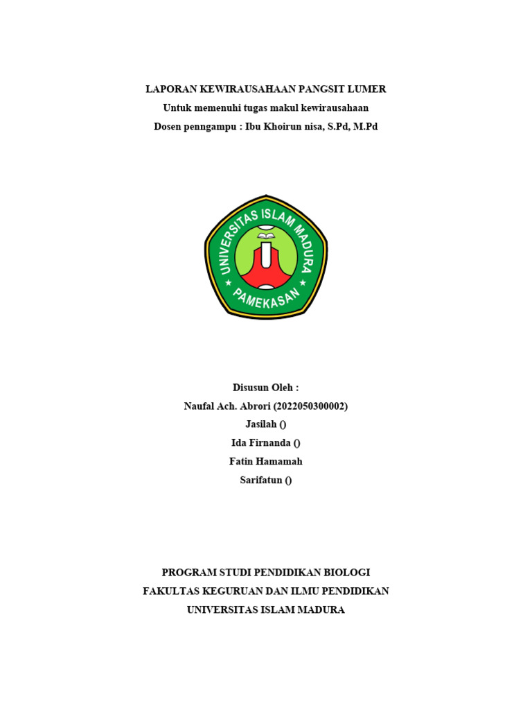 Laporan Kewirausahaan Pangsit Lumer | PDF | Bisnis