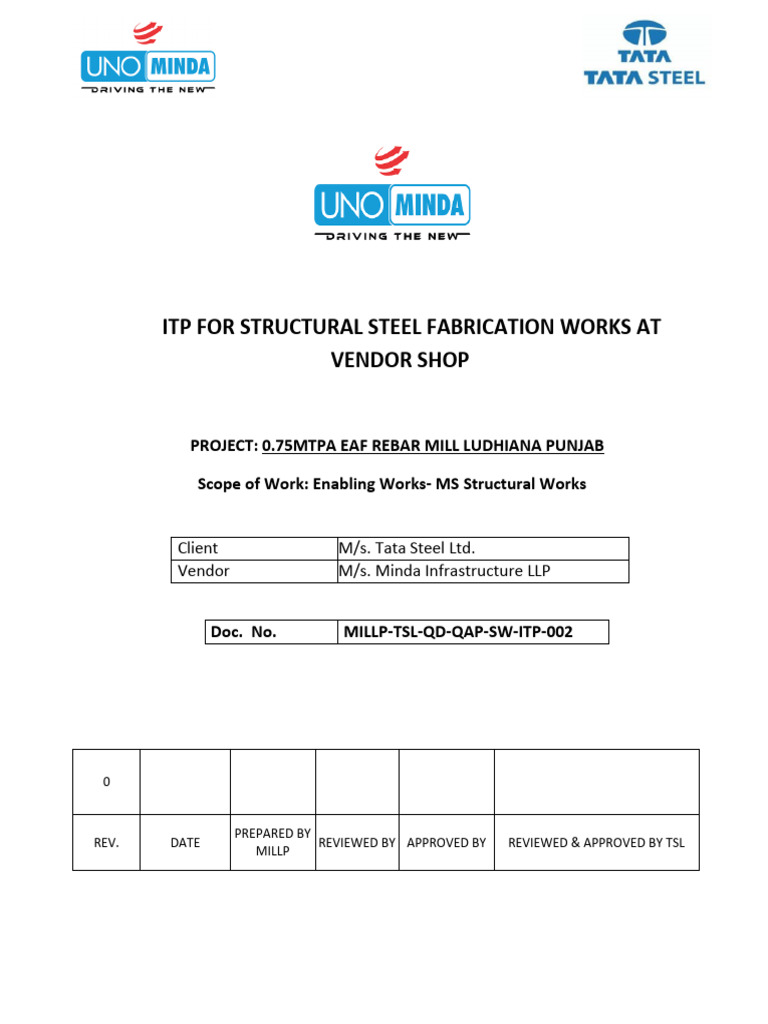 Itp For Structural Steel Fabrication Works at Vendor Shop | PDF | Pipe ...