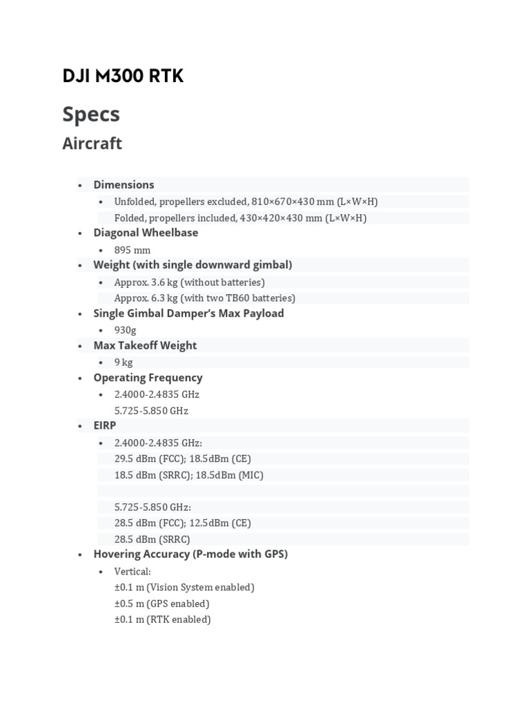 M300rtk-H20T Specs | PDF | Exposure (Photography) | Aperture