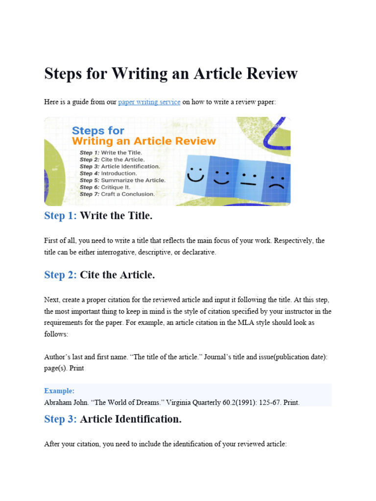 Steps for Writing an Article Review | PDF | Citation | Argument