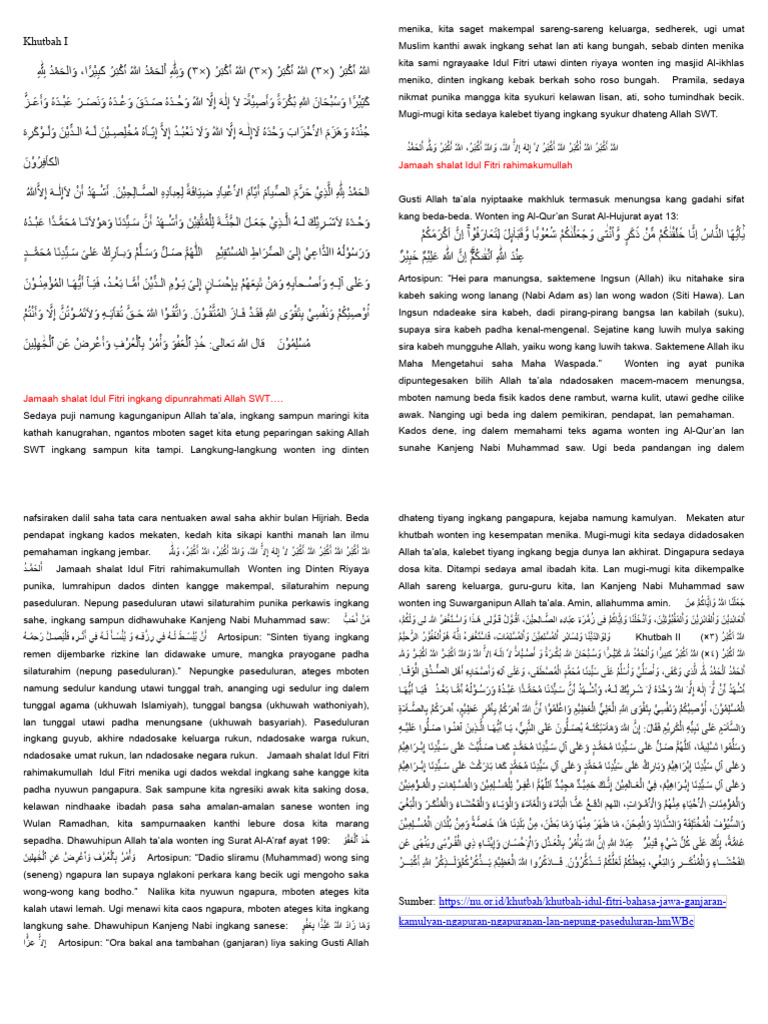 Khutbah Idul Fitri 1.445 | PDF