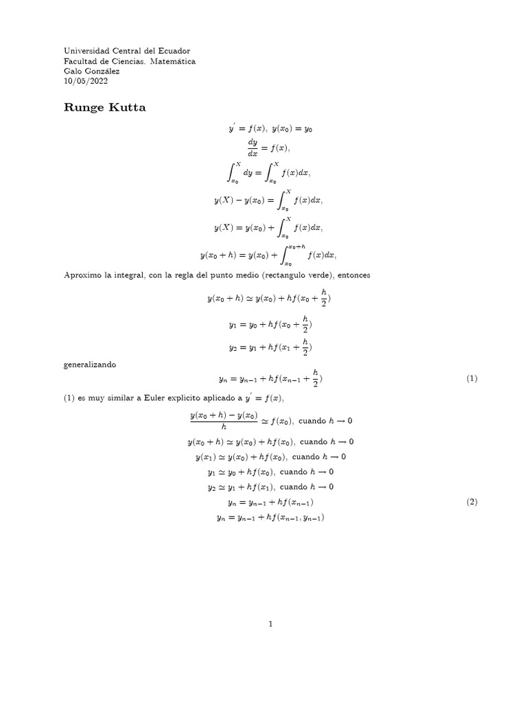 Métodos de Runge Kutta en Matemáticas | PDF | Objetos matemáticos ...