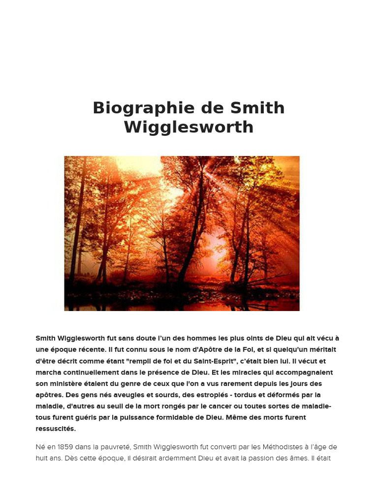 Smith Wigglesworth : Apôtre de la Foi | PDF | Pentecôtisme | Baptisme