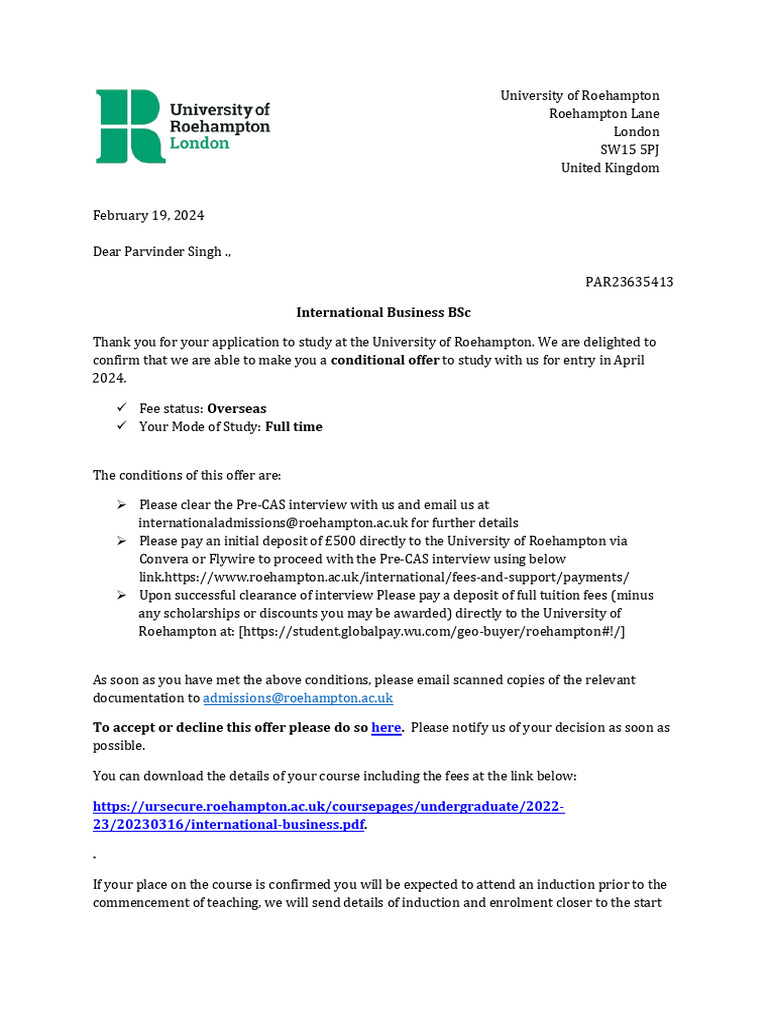 Offer Letter | PDF | Travel Visa | Fee