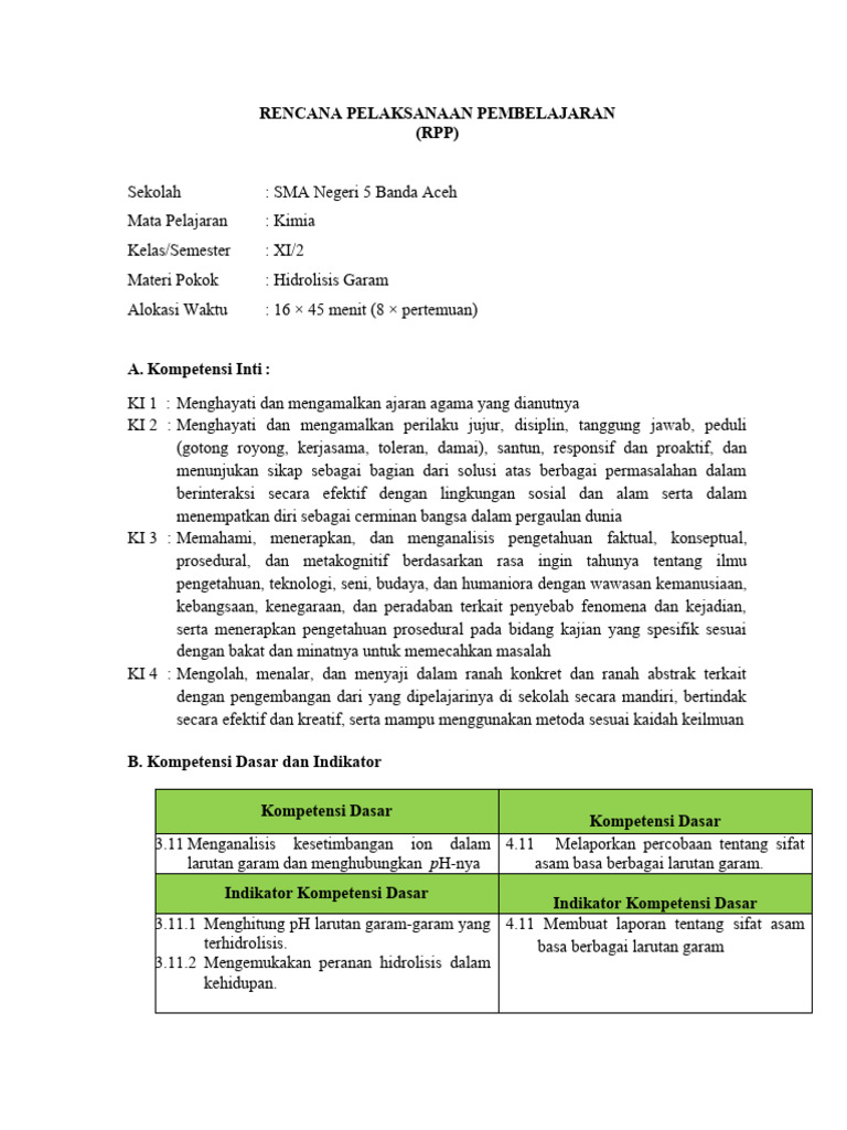 RPP Observasi Hidrolisis Pert 3 | PDF