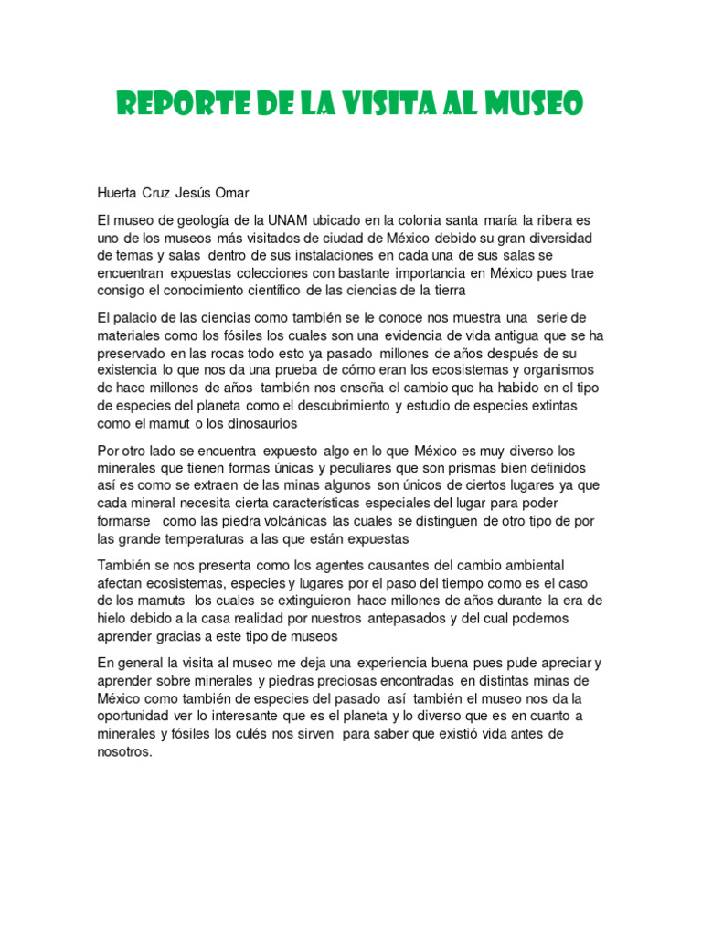 Reporte de la visita al museo | PDF