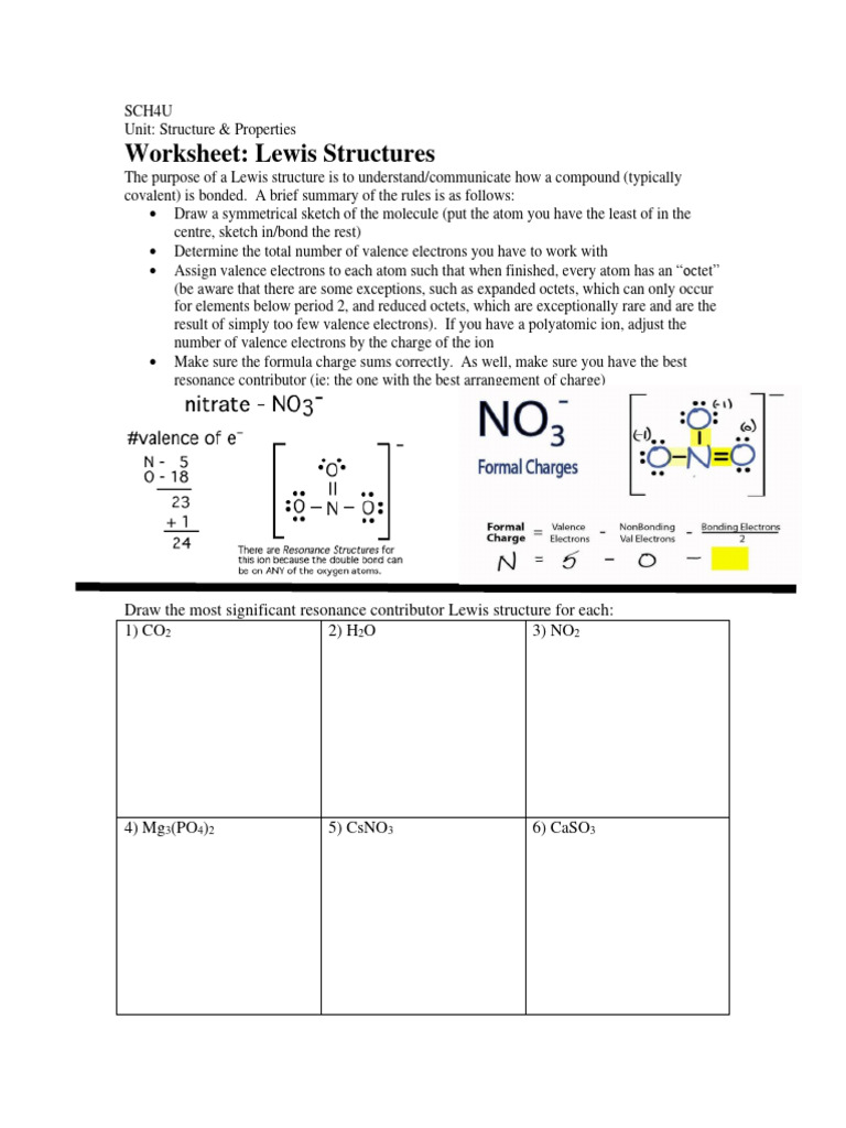 LewisStructures Worksheet | PDF | Science & Mathematics | Technology ...