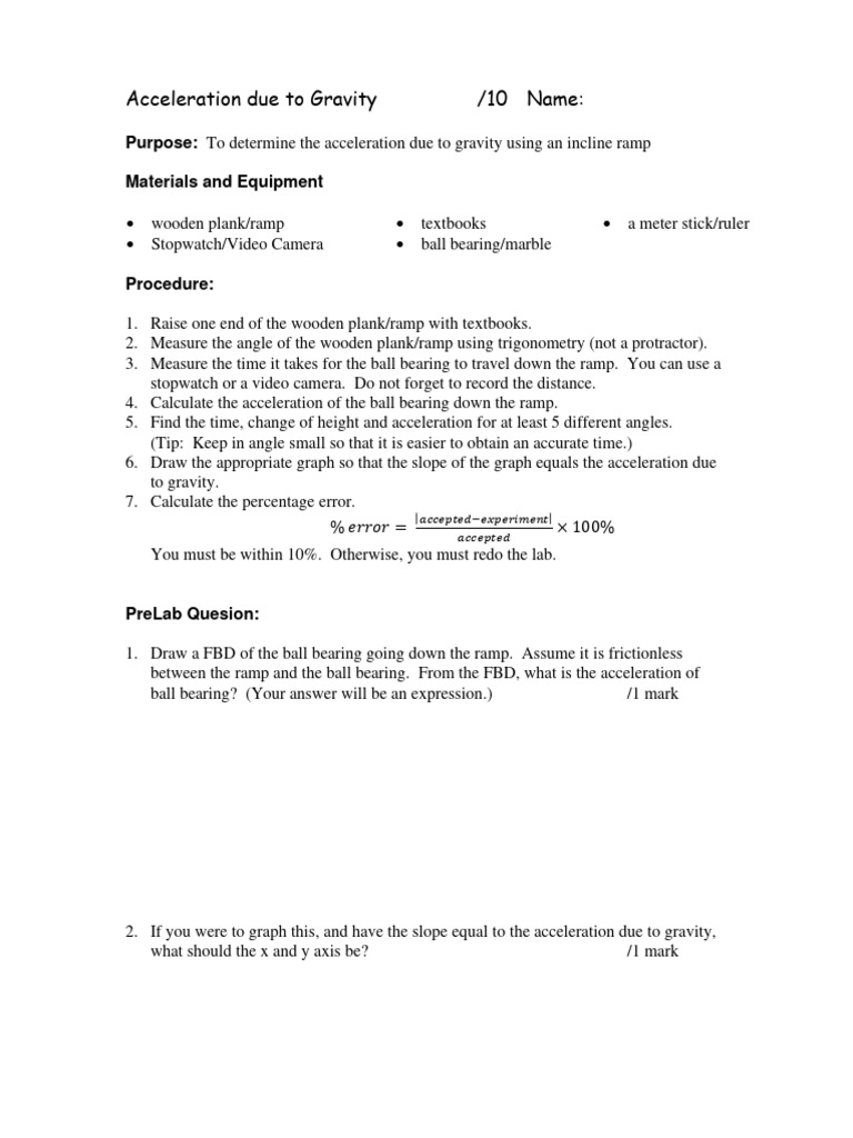 Acceleration Due To Gravity | PDF | Slope | Metrology