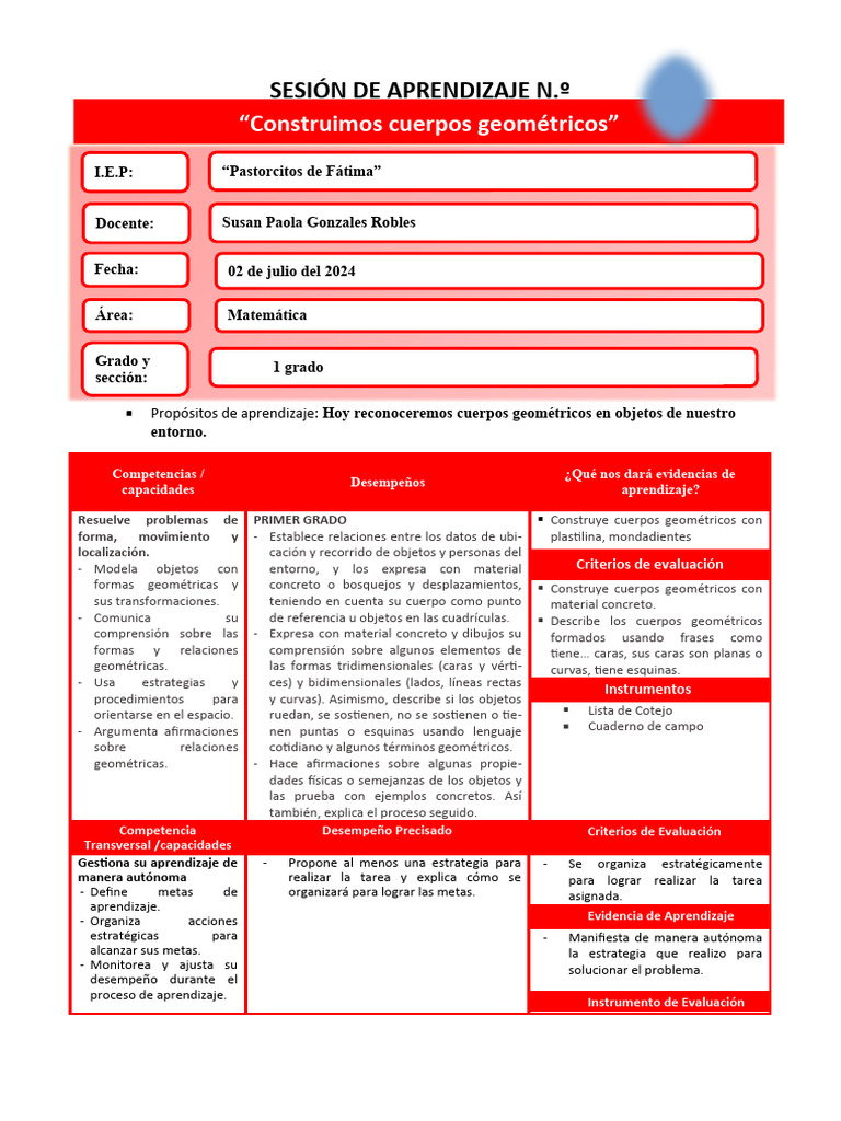 02 Julio-Matematica-1° Grado | PDF | Geometría | Aprendizaje