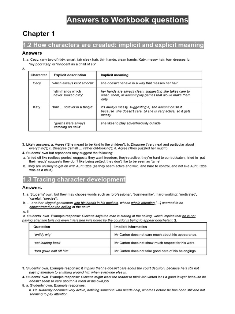 Stage 8 - Answers To Workbook Questions | PDF | Language Arts & Discipline