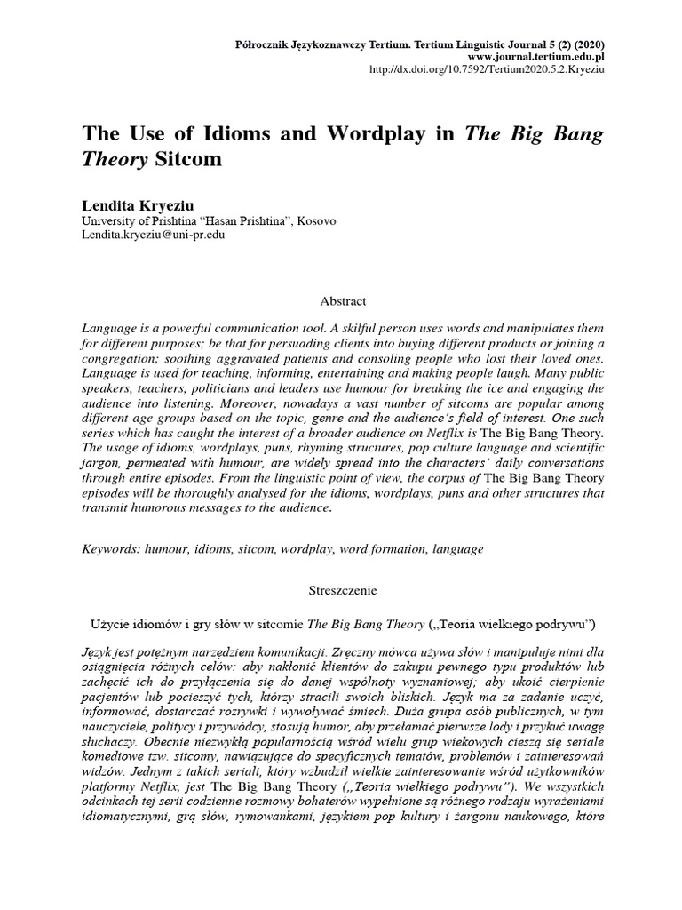 The Use of Idioms and Wordplay in T | PDF | Lexicon | Rhyme