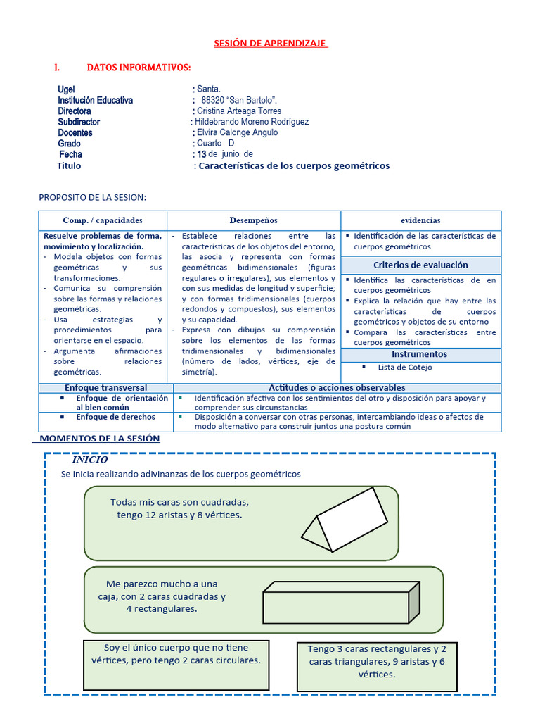 4° CARACTERISTICAS DE LOS CUERPOS GEOMETRICOS (1) | PDF | Geometría ...