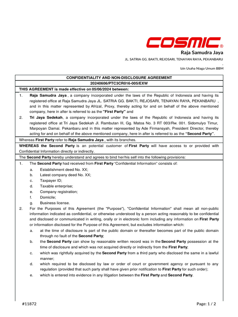 Sales Contract COS EXW V 2024 002 | PDF | Legal Remedy | Breach Of Contract