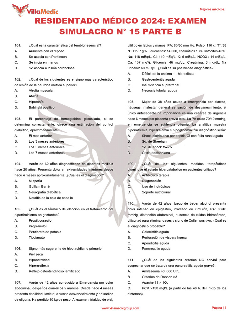 RM 2024 - Examen Simulacro 15 B | PDF | Rodilla | Hombro