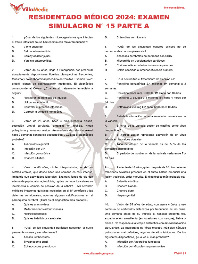 RM 2024 - Examen Simulacro 15 A | PDF | Infarto de miocardio | Neumonía