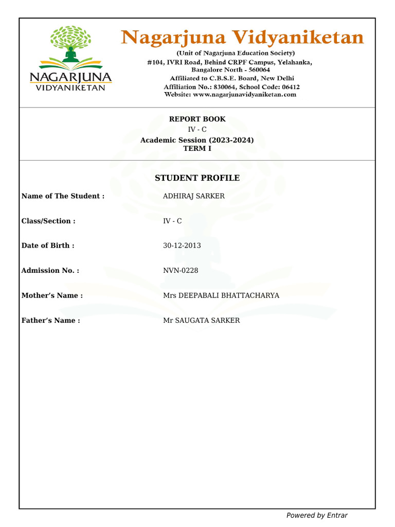Adhiraj's Term I Academic Report | PDF