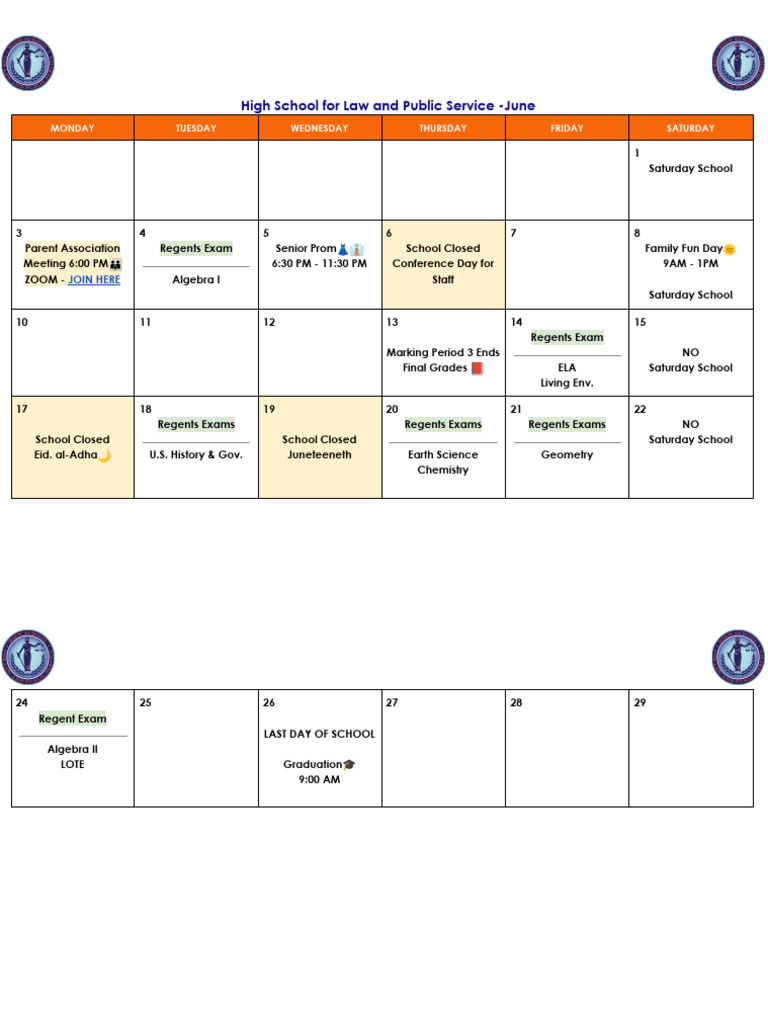 Calendario Escolar Junio 2023 | PDF