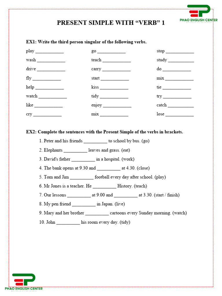 Present Simple With "Verb" 1 | PDF | Linguistics | Grammar