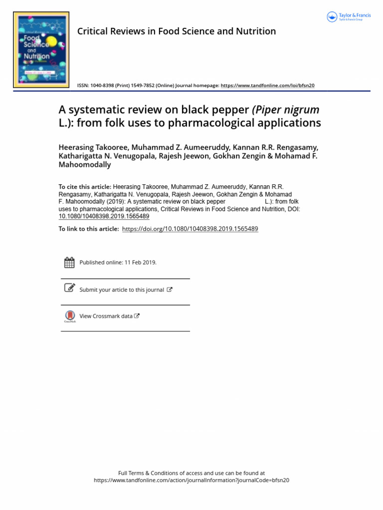 A Systematic Review On Black Pepper Pipe | PDF | Black Pepper