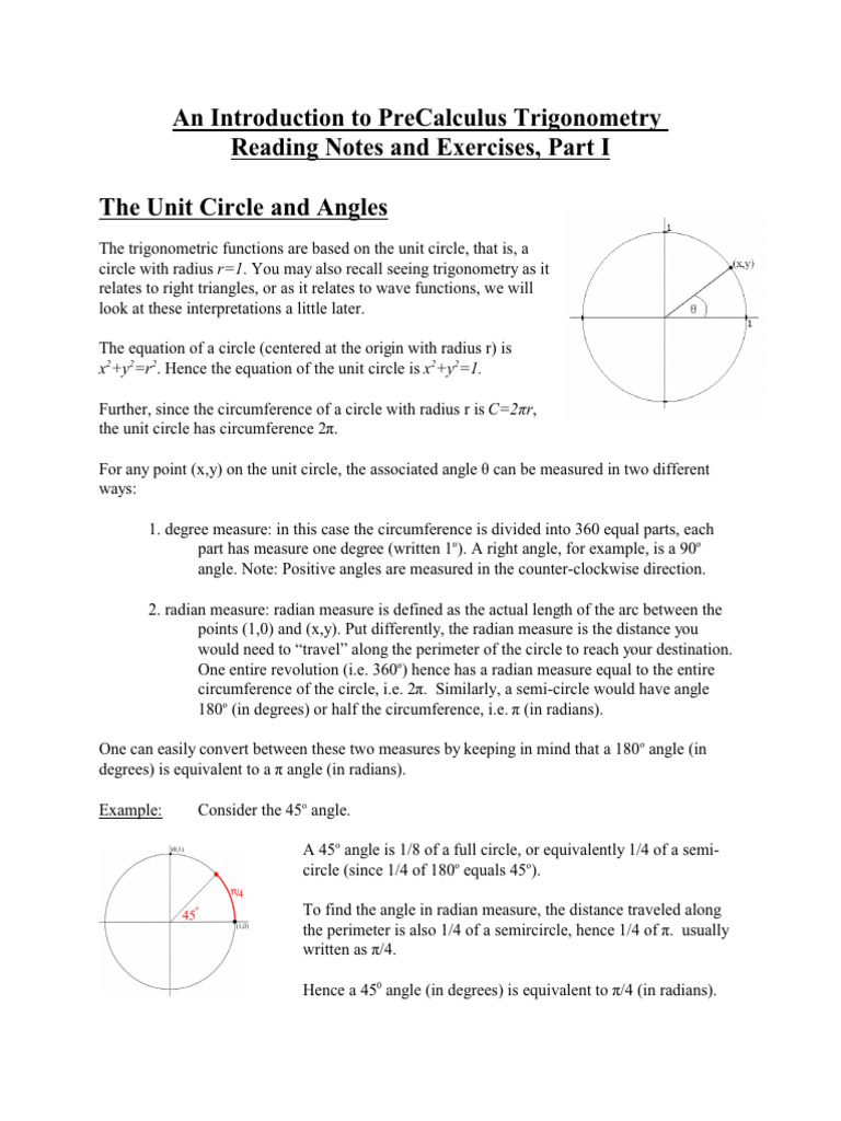 Trigonometry Reading Notes Part 1 | PDF | Trigonometric Functions ...