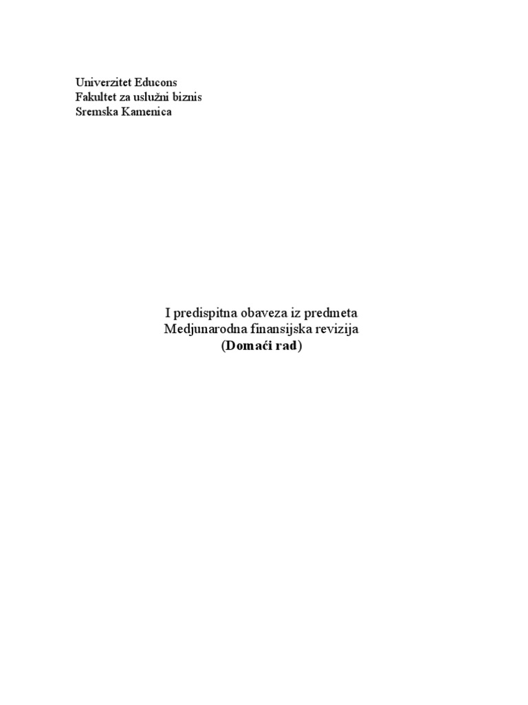 Moj Domaci Rad Iz Revizije | PDF