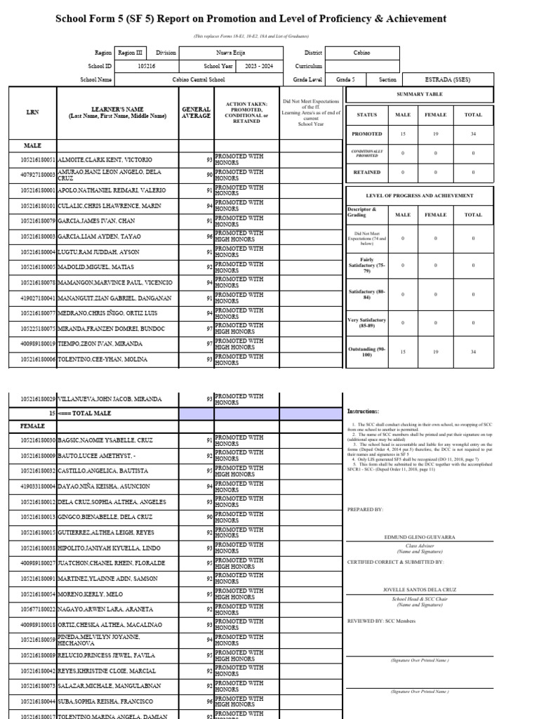 Sf5 - 2023 - Grade 5 - Estrada (Sses) | PDF