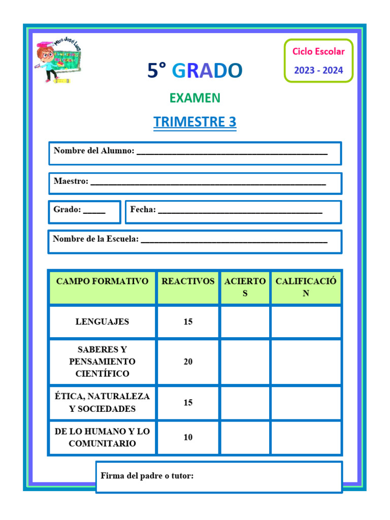 5° - Examen - Trimestre 3 | PDF | Entorno natural | Residuos