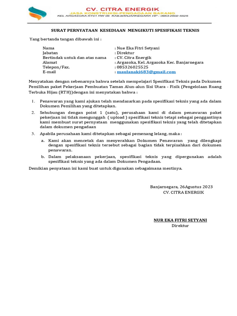 Isian Kualifikasi CV Citra Energik | PDF | Karier & Perkembangan | Bisnis