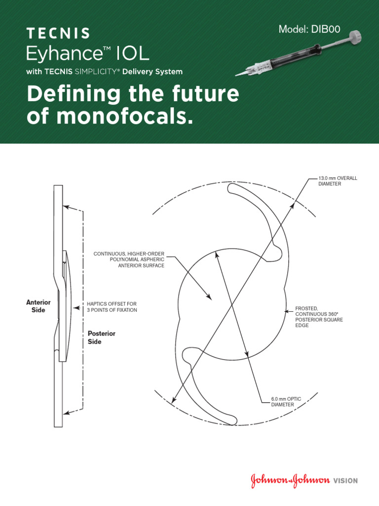 Tecnis Eyhance Spec Sheets | PDF | Ophthalmology | Human Eye