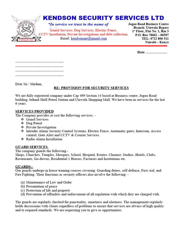 INTRODUCTION Kendson Security Services | PDF