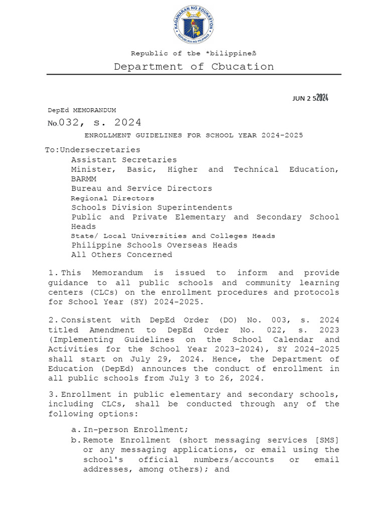 DM_s2024_032-Enrolment-Guidelines | PDF | Disability | Visual Impairment