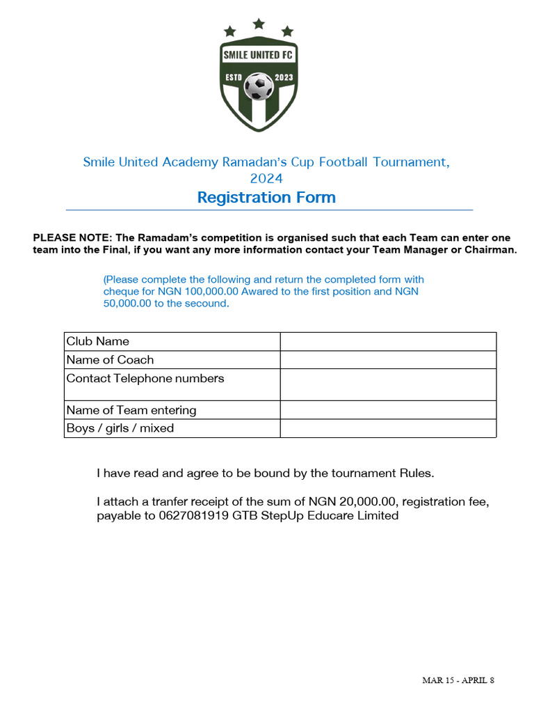 Registration-Form-RAMADAN'S CUP | PDF
