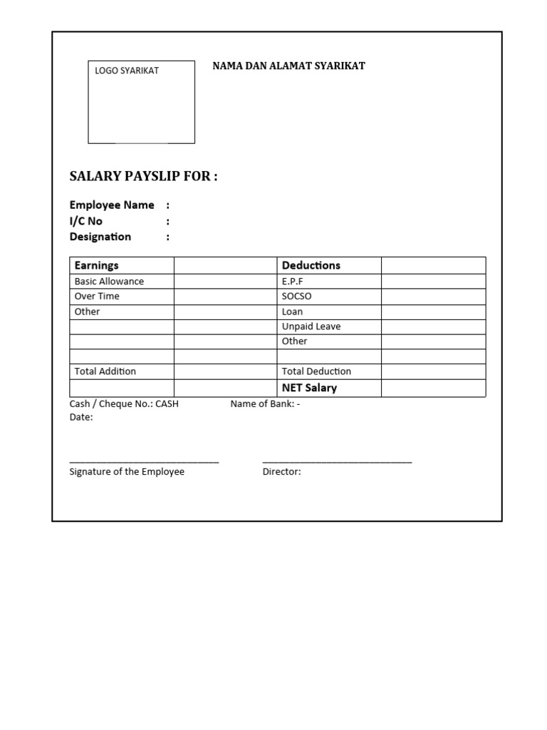 Contoh Slip Gaji Simple | PDF | Business | Finance & Money Management