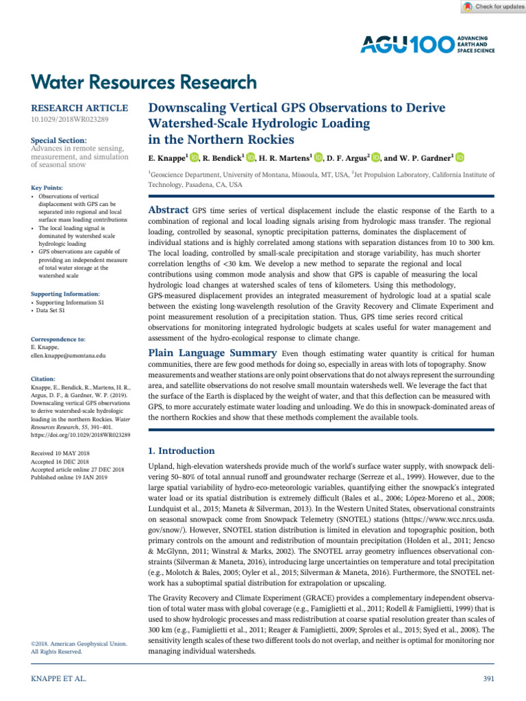 Water Resources Research - 2018 - Knappe - Downscaling Vertical GPS ...