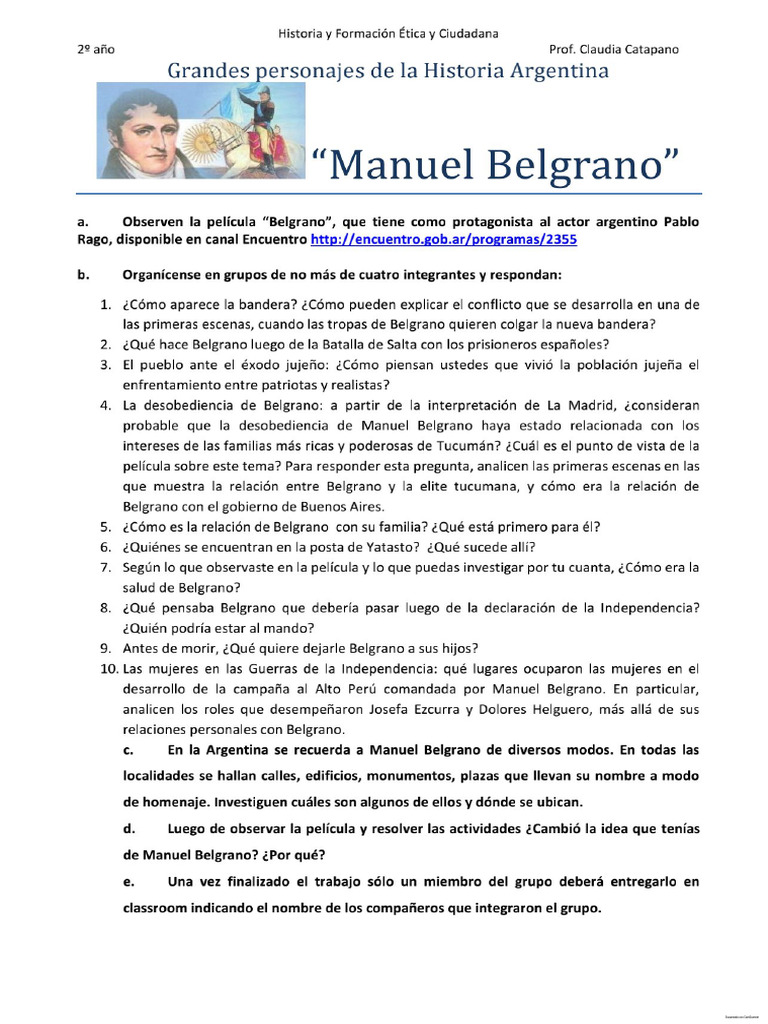 Trabajo Práctico Manuel Belgrano | PDF