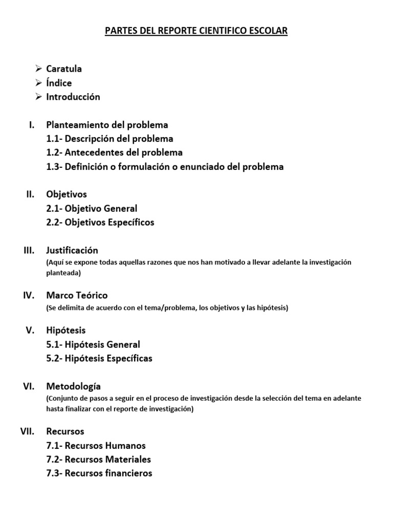 Estructura de un Reporte Científico Escolar | PDF